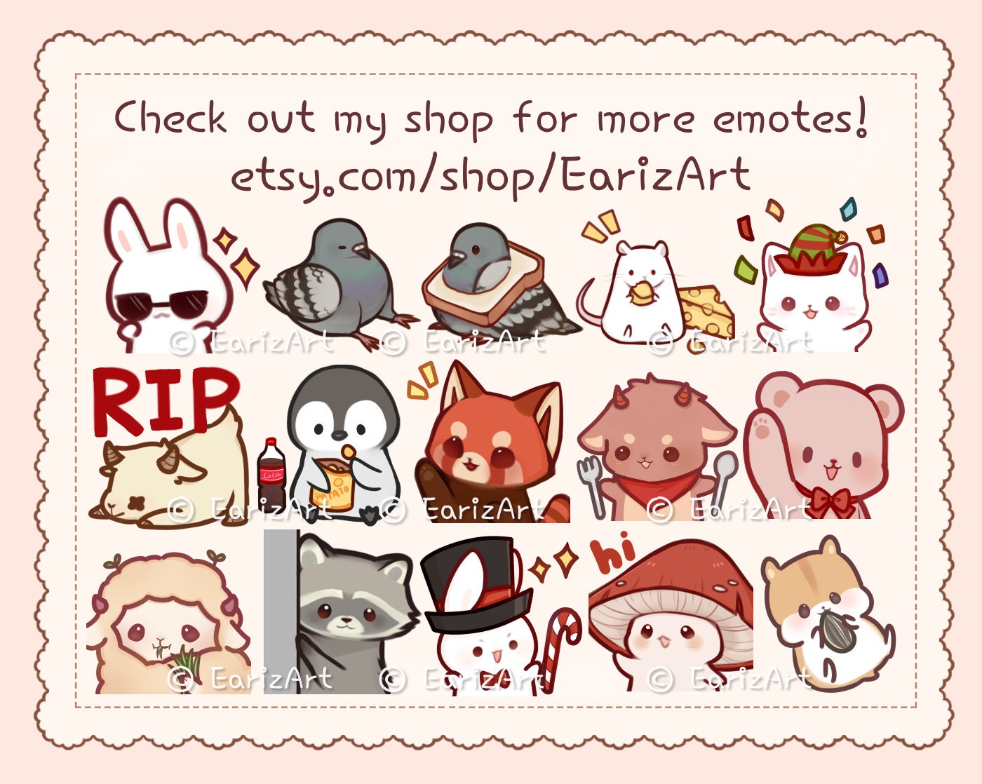 Twitch Emotes Discord Emotes Pack 8 Cute Light Brown Bunny Emotes Style