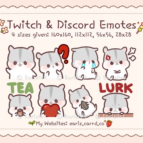 Twitch Emote / Cute Hamster Emotes Pack 1 whoa Eat Heart - Etsy