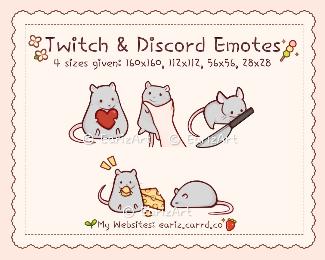 Twitch | Discord Emotes Pack (5) | Cute Grey Rat Mice Mouse Emotes - Etsy