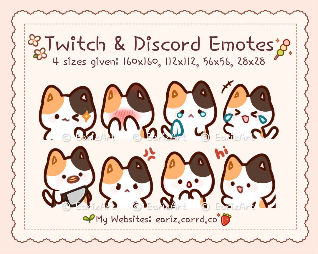 Twitch Emotes | Discord Emotes Pack (8) | Cute Calico Cat Emotes Set 1 ...