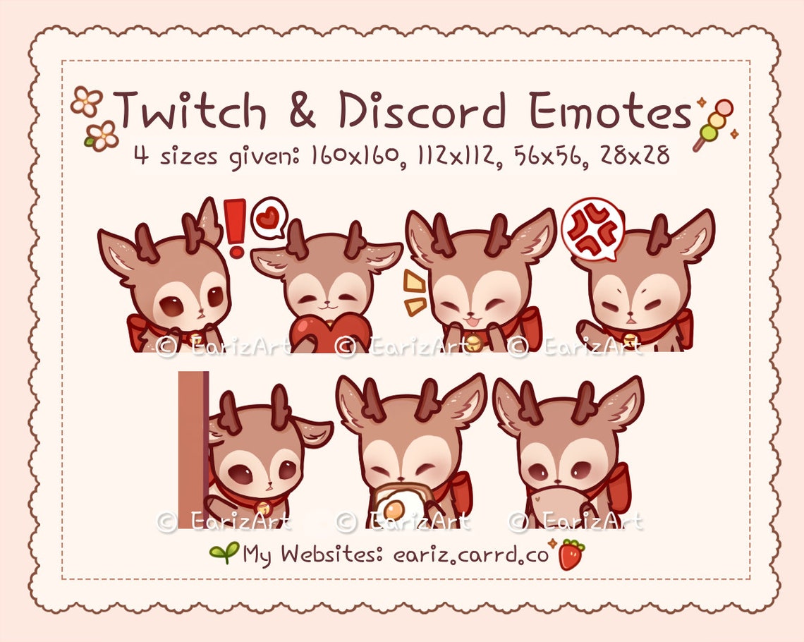Twitch Discord Emotes Pack 7 Cute Deer Emotes | Etsy
