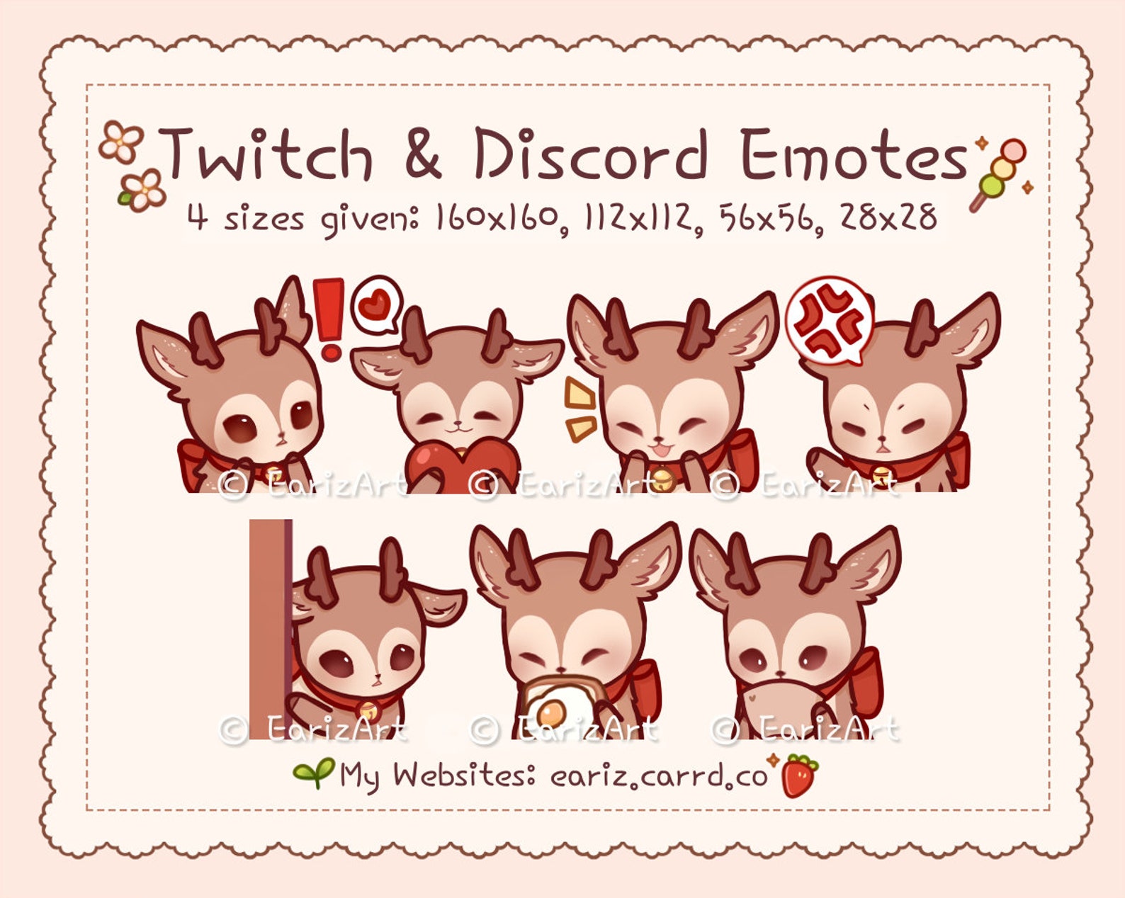 Twitch Discord Emotes Pack 7 Cute Deer Emotes | Etsy