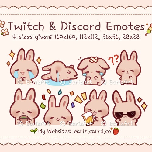 Twitch Emotes Discord Emotes Pack 8 Cute White Bunny Etsy