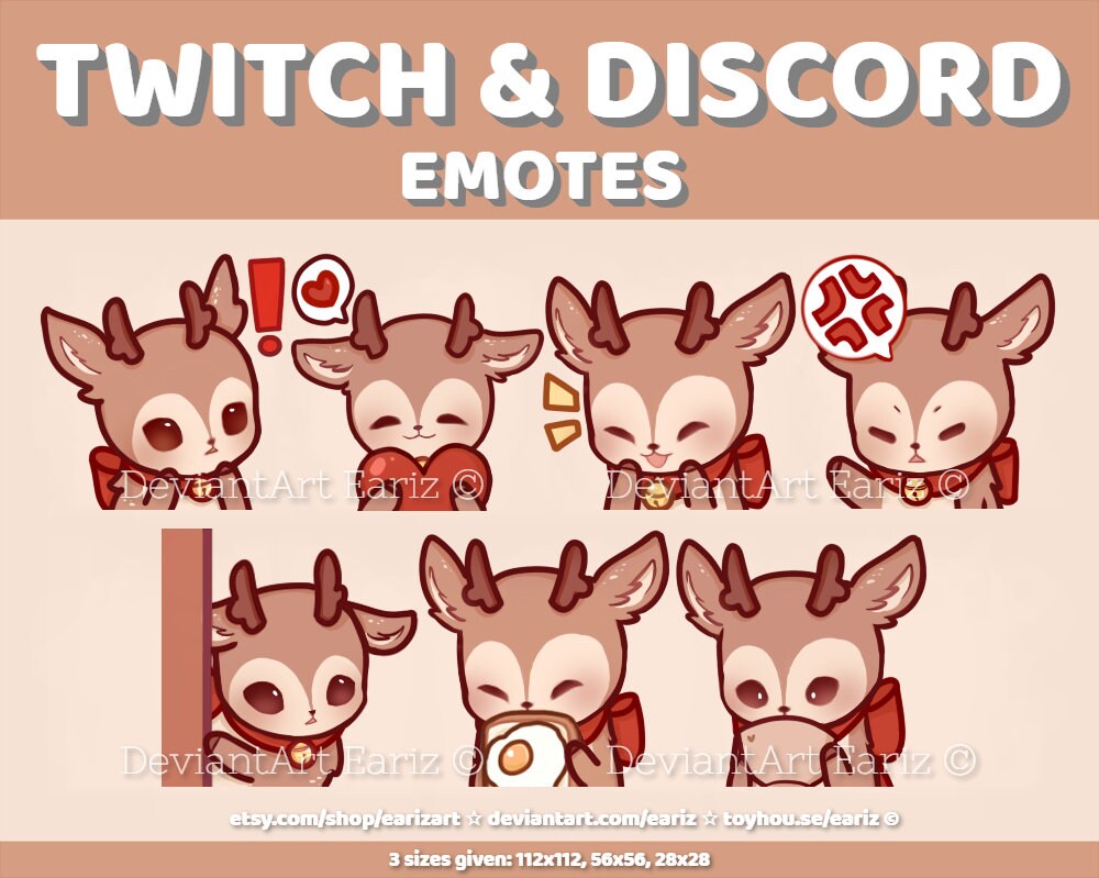 Twitch Discord Emotes Pack 7 Cute Deer Emotes | Etsy