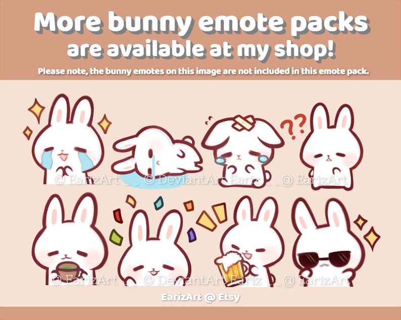 Twitch | Discord Emotes Pack (15) | Cute White Bunny Emotes - Etsy