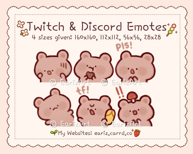 Twitch Emotes | Discord Emotes Pack (6) | Cute Light Brown Teddy Bear ...