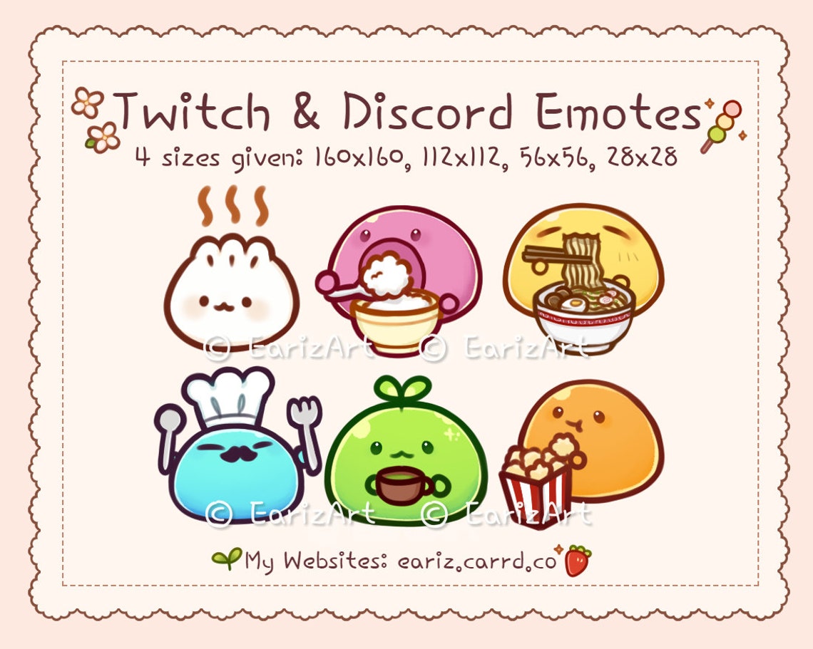 Twitch | Discord Emotes Pack (6) | Cute Mochi | Dango | Blob | Slime ...