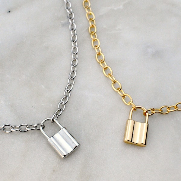 Gold Lock and Chain - Etsy