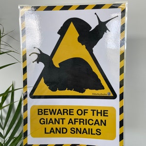 Giant African Land Snail Large Warning Signs Funny Terrarium Vivarium ...