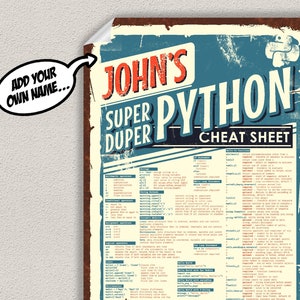 Python Cheat Sheet Poster - Python Wall Art - Customized - Etsy UK