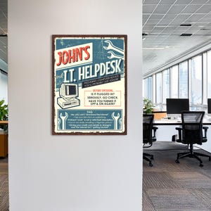 IT Helpdesk Tech Support Poster - Retro Custom Tech Wall Art, Office ...