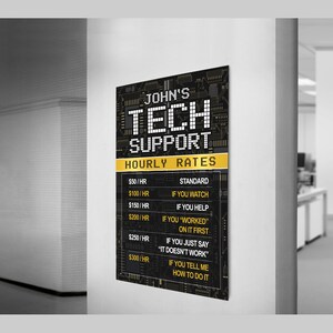Tech Support Rates Poster for IT Tech Department or Office - Custom - Etsy