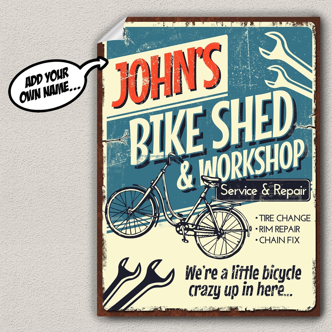 Bike Shed Workshop Poster Gift, Wall Art - Custom - Add Name - for Bike ...