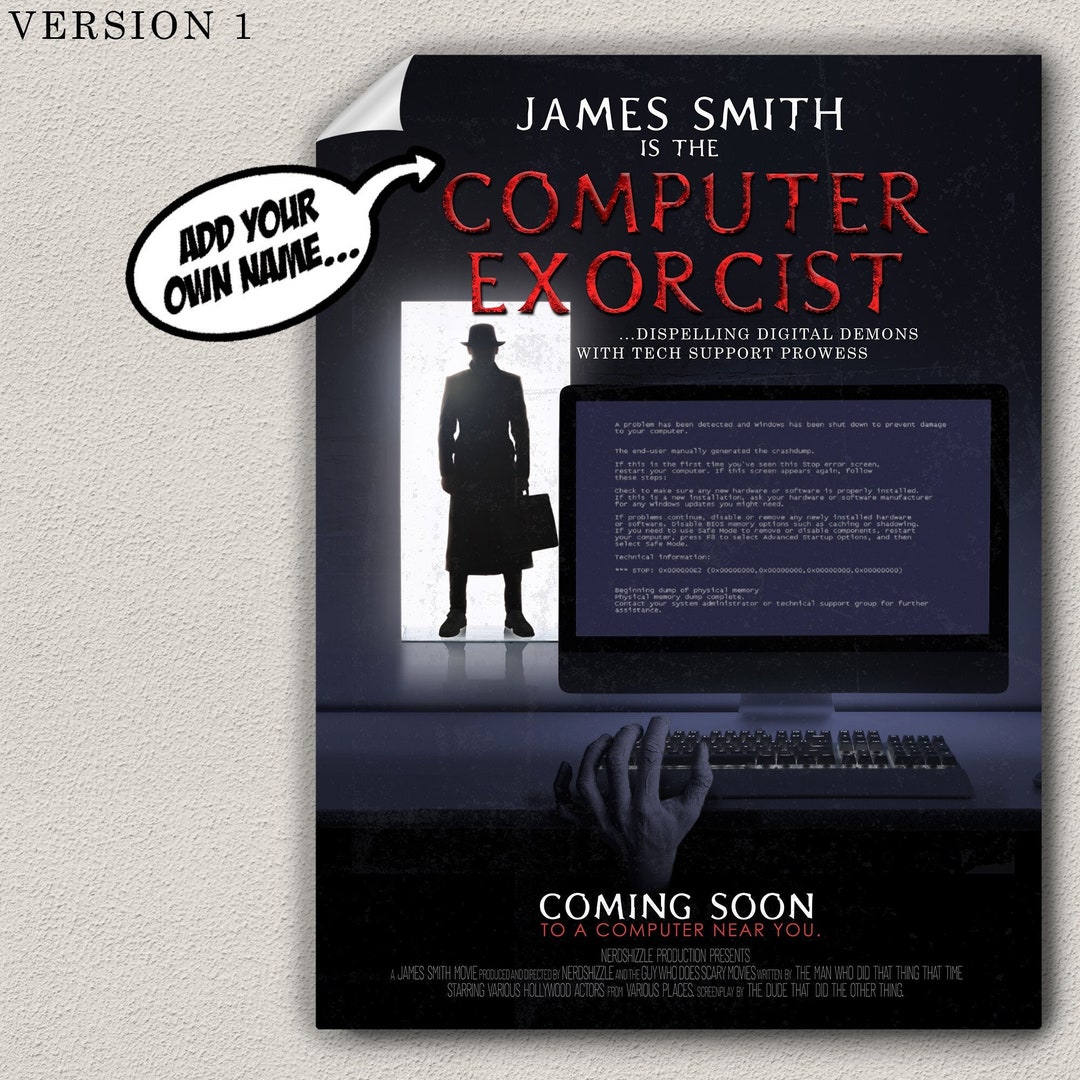 Tech Support Horror Computer Exorcist Movie Parody Poster ...