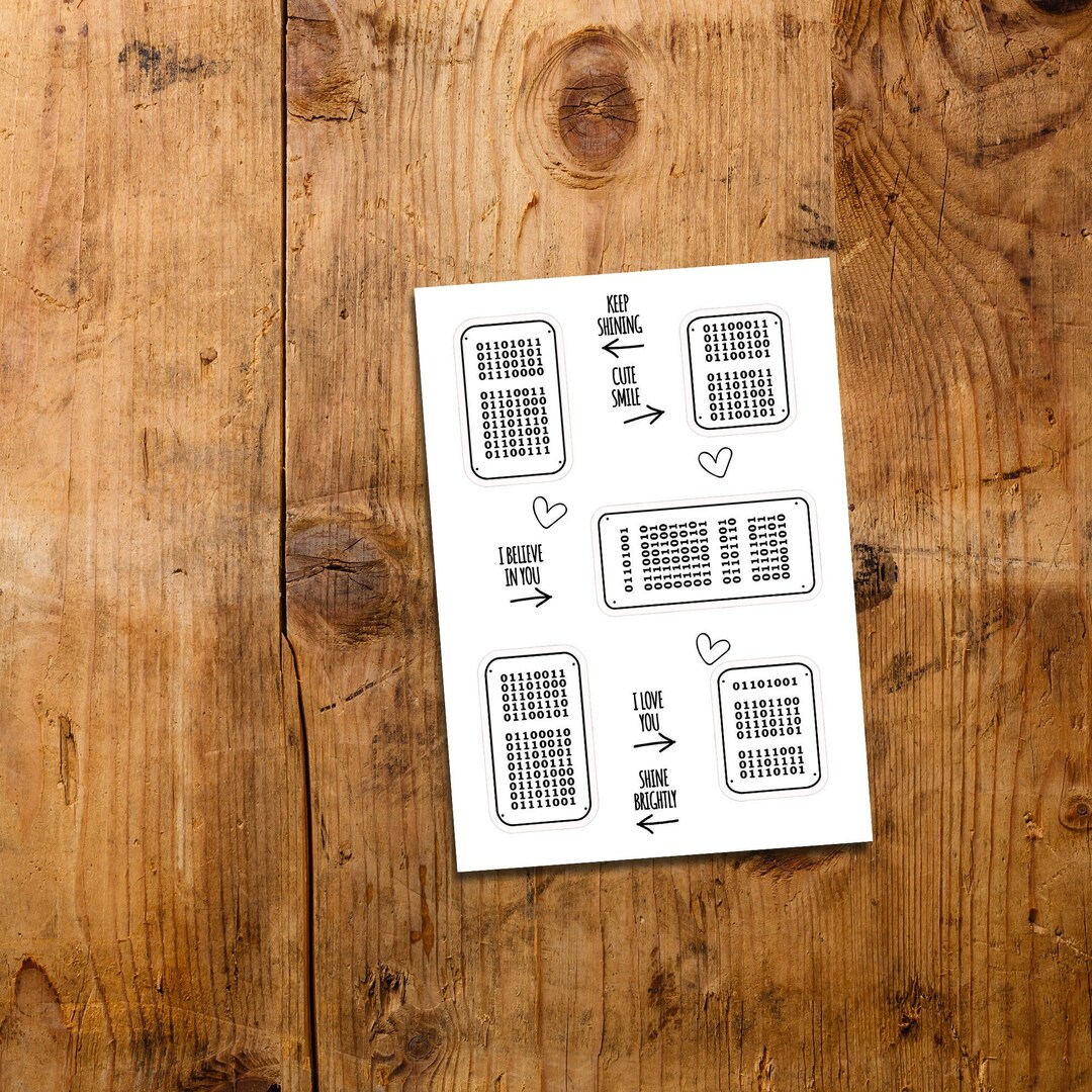 Cute Binary Code Laptop Valentine's Couple Stickers for I.T. Computer ...