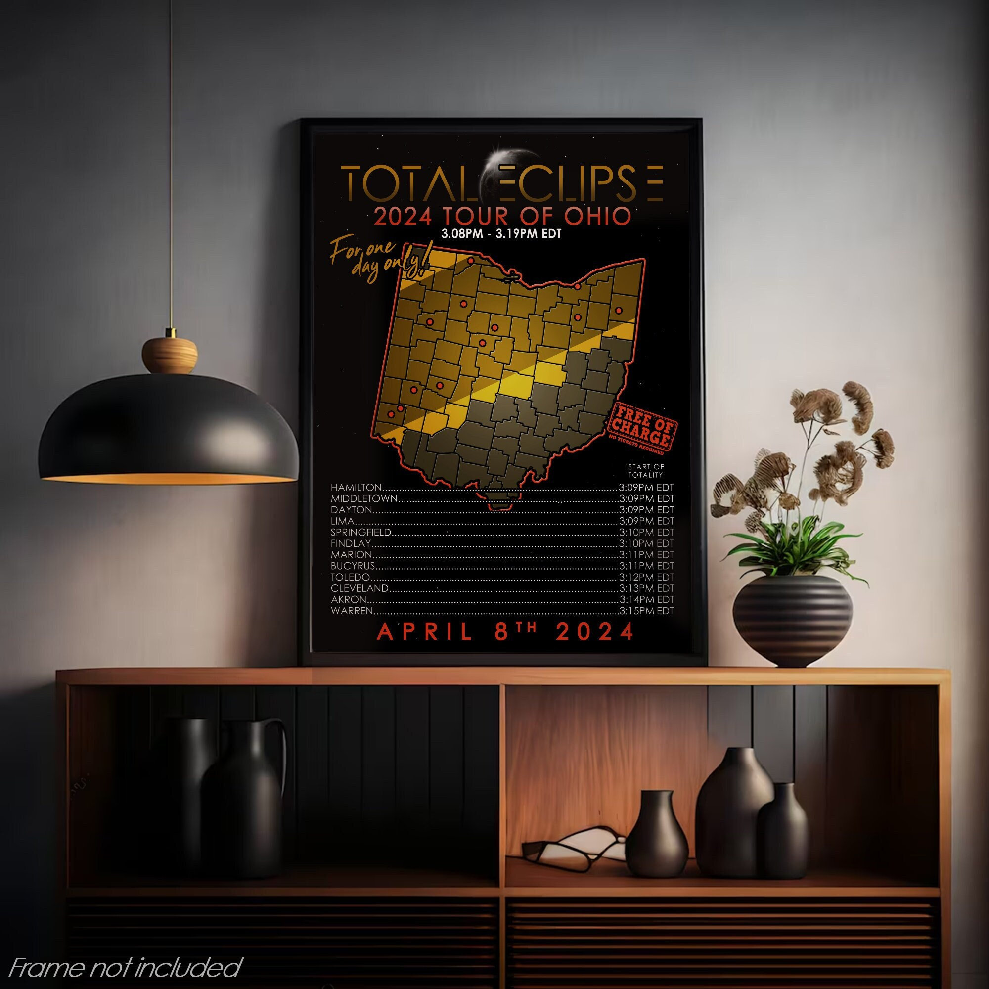 Total Solar Eclipse Ohio April 8th 2024 Tour of Ohio Poster sold by ...