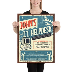 IT Helpdesk Retro Tech Support Funny Poster Gift Decor - Etsy