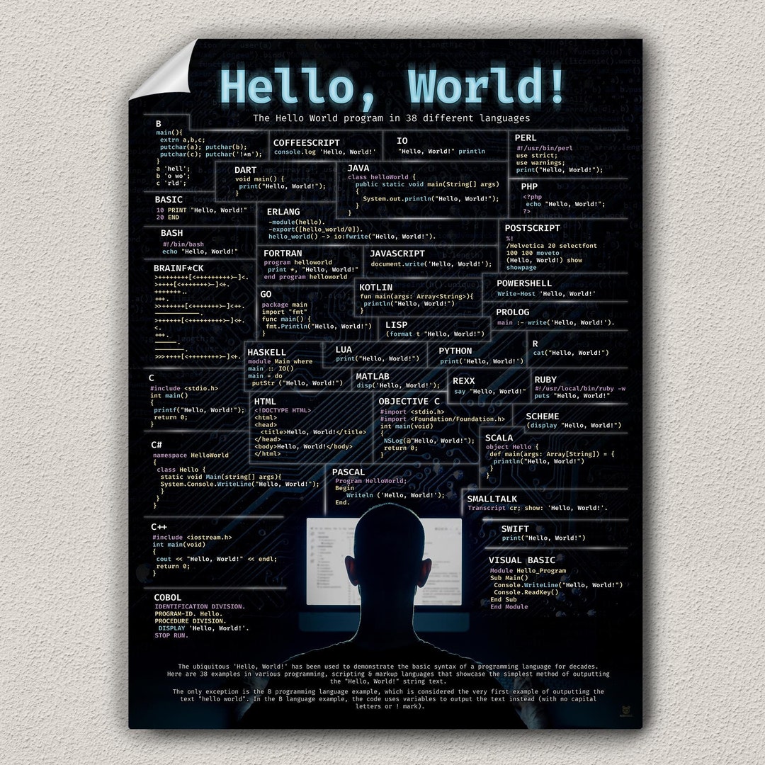 Hello World Programmer and Software Developer Poster Wall Art - Etsy