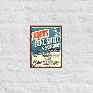 Bike Shed Workshop Poster Gift, Wall Art - Custom - Add Name - for Bike ...