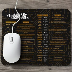 Windows Shortcuts Cheat Sheet Mouse Pad Windows Mouse Mat - Etsy