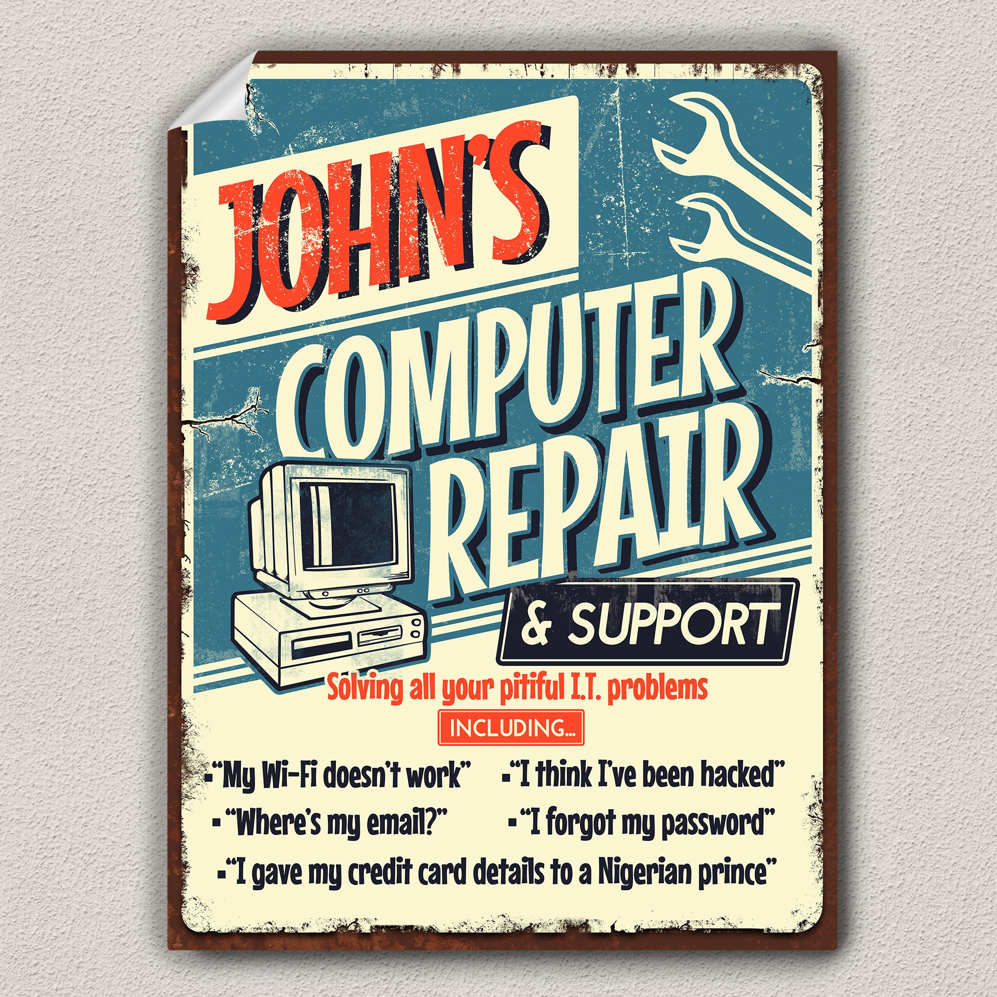 Tech Support Poster Gift Wall Art Custom Add Name - Etsy