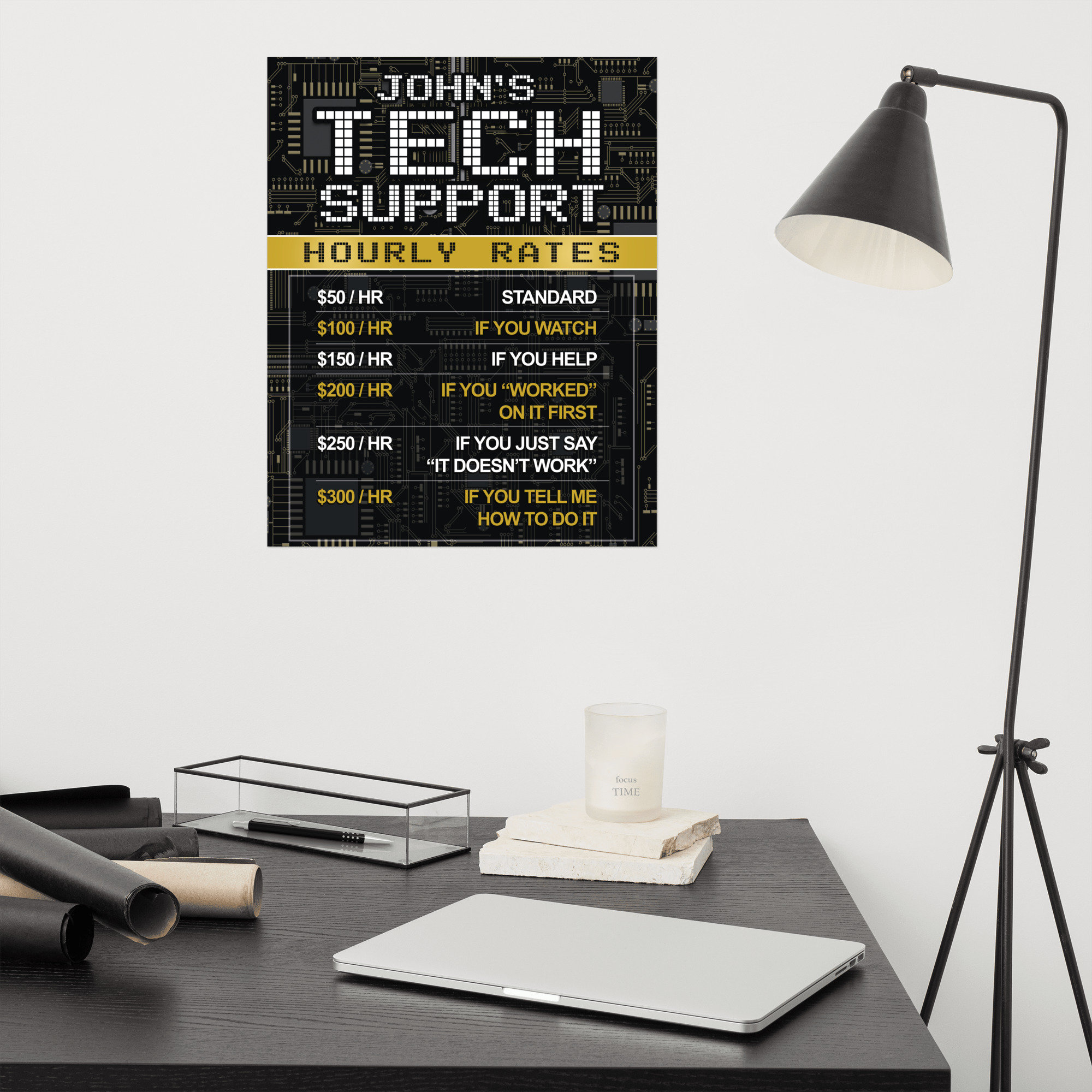 Tech Support Rates Poster for IT Tech Department or Office Custom - Etsy