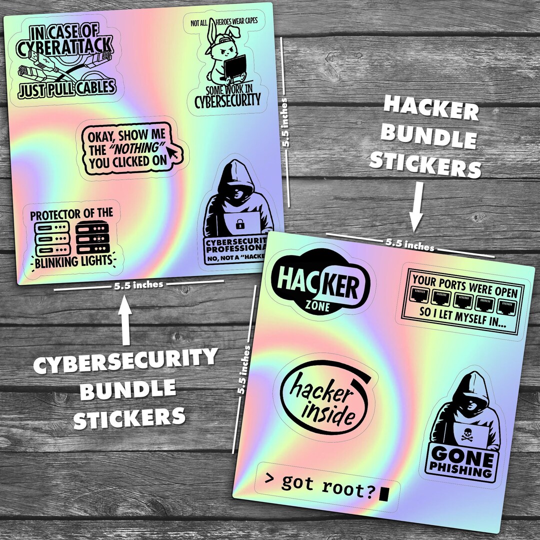 Hacker Vs. Cybersecurity Holographic Sticker Bundle for IT & Infosec ...