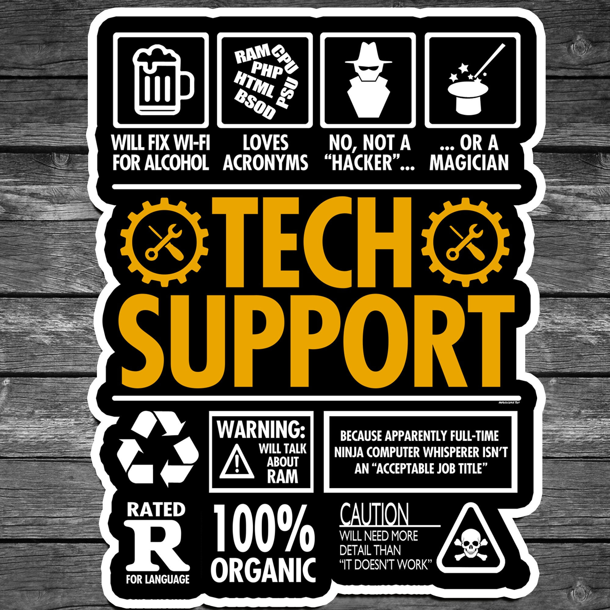 Tech Support, IT Technician, IT Helpdesk Vinyl Sticker 5.5" - Etsy