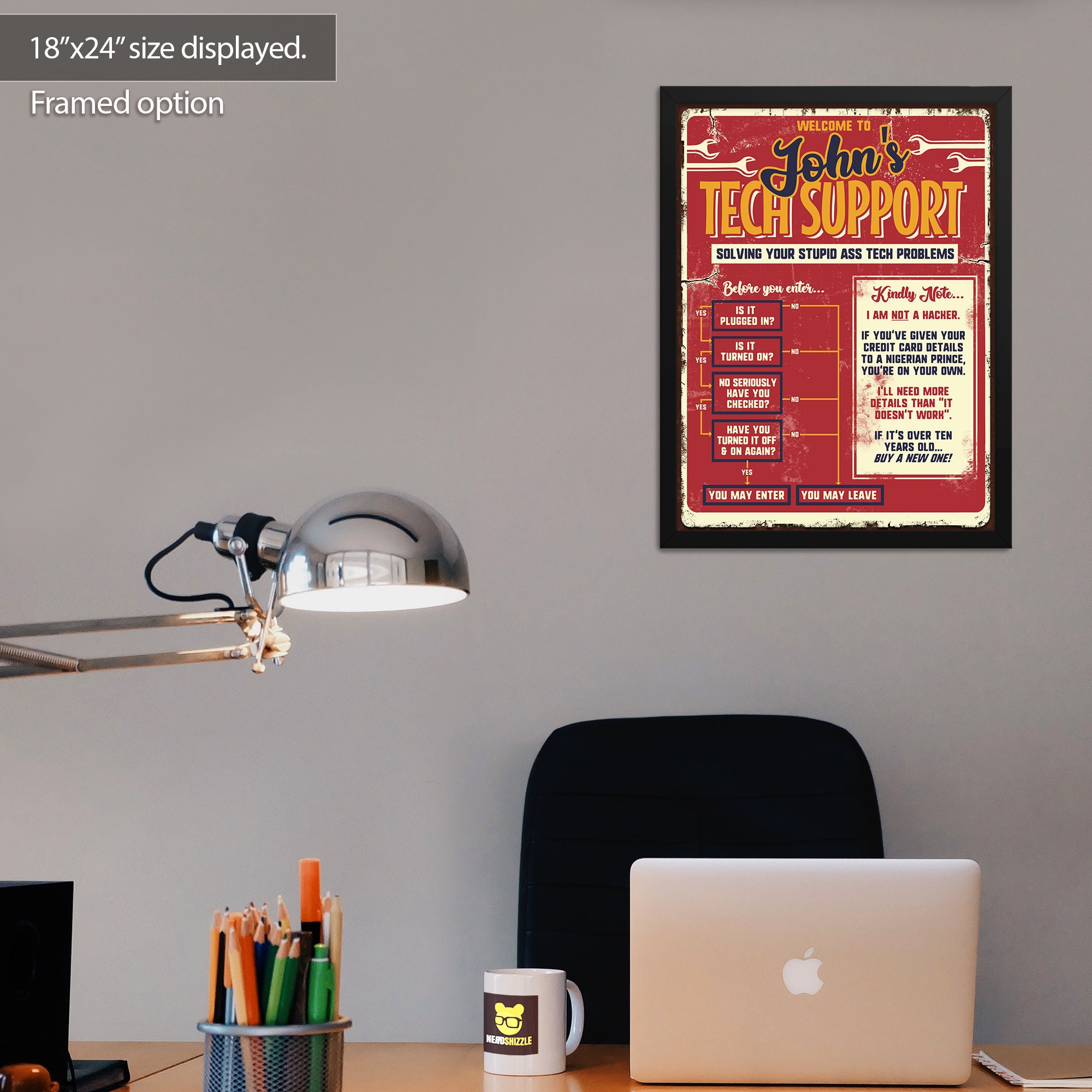 Custom Tech Support Techy Funny Poster Wall Art Gift - Etsy