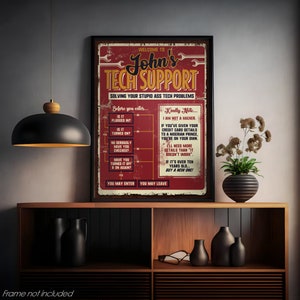 Custom Tech Support Techy Funny Poster Wall Art Gift - Etsy