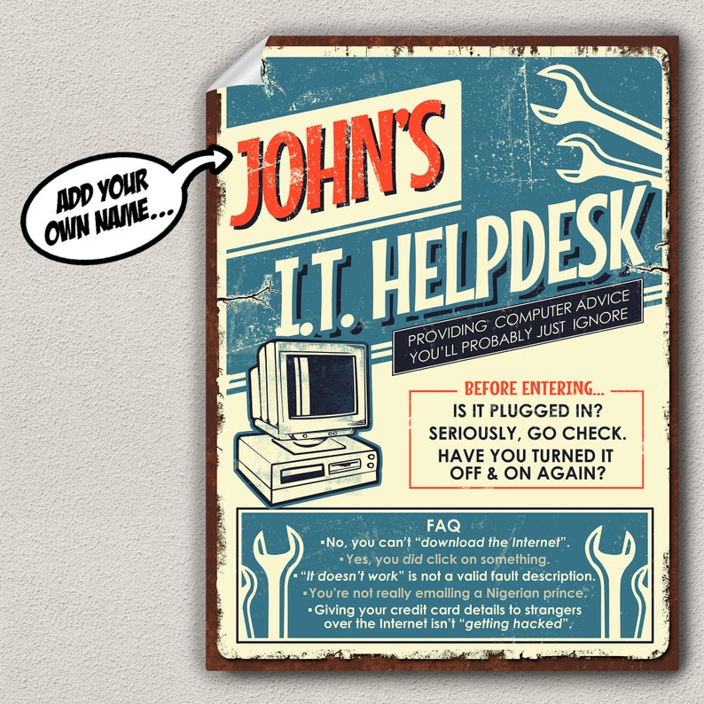 IT Helpdesk Tech Support Department Funny Gift Wall Art Poster - Etsy