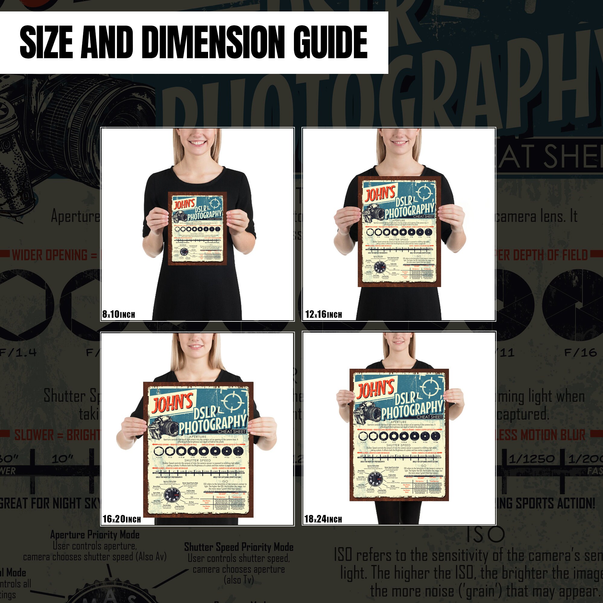 DSLR Digital Photography Cheat Sheet Poster CUSTOM Add - Etsy