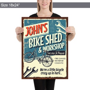 Bike Shed Workshop Poster Gift, Wall Art - Custom - Add Name - for Bike ...