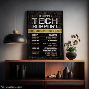 Tech Support Rates Poster for IT Tech Department or Office - Custom - Etsy