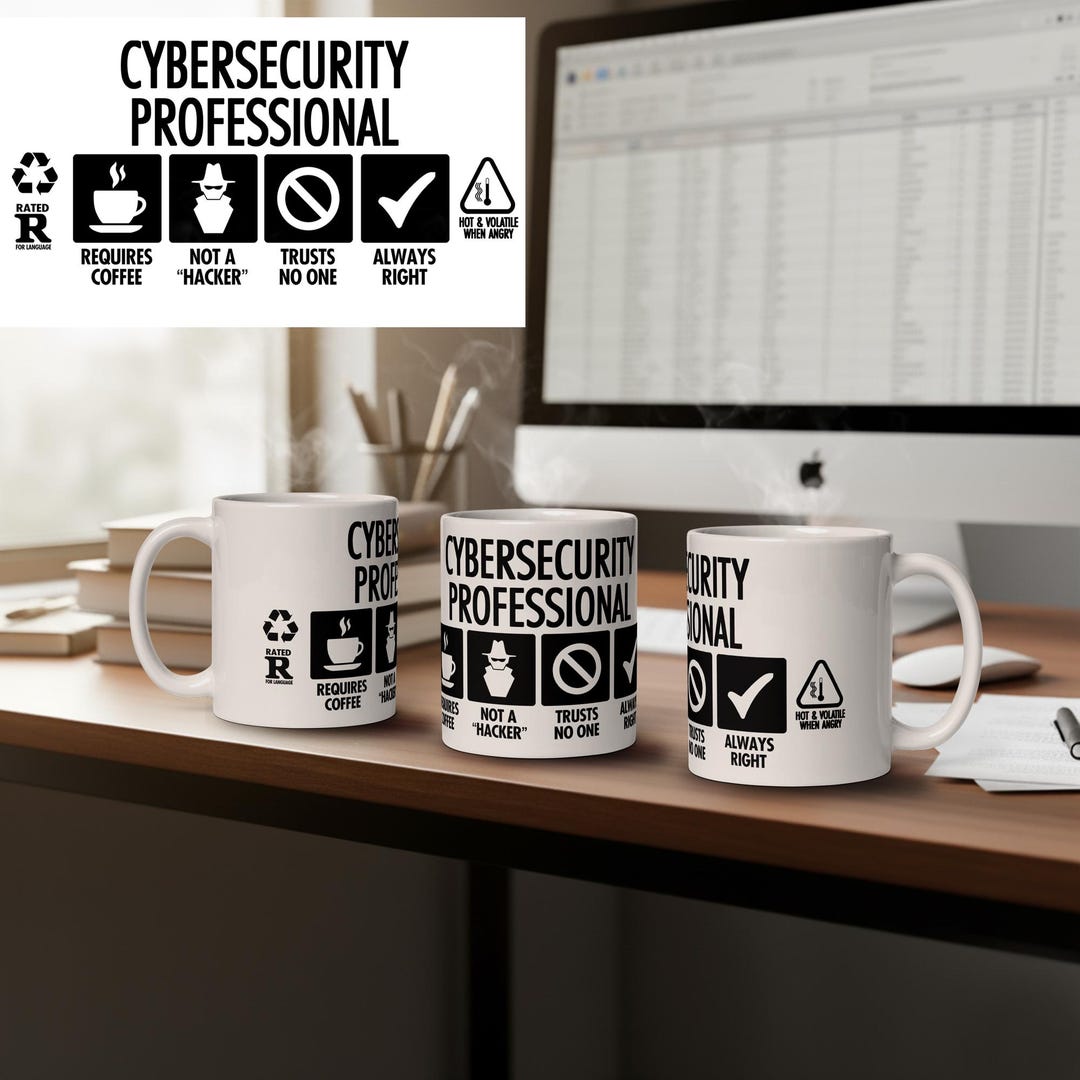 Cybersecurity Professional Mug - Not A Hacker Funny Warning Labels for ...