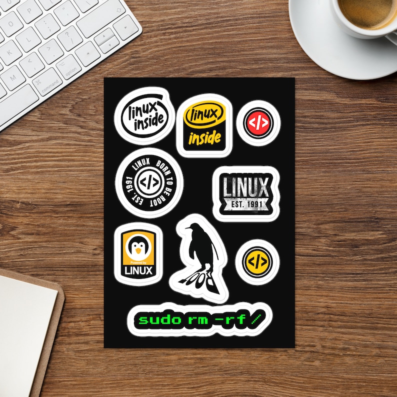 Linux Stickers Pack Linux Inside Powered By Linux Stickers Pack Of 9 Etsy
