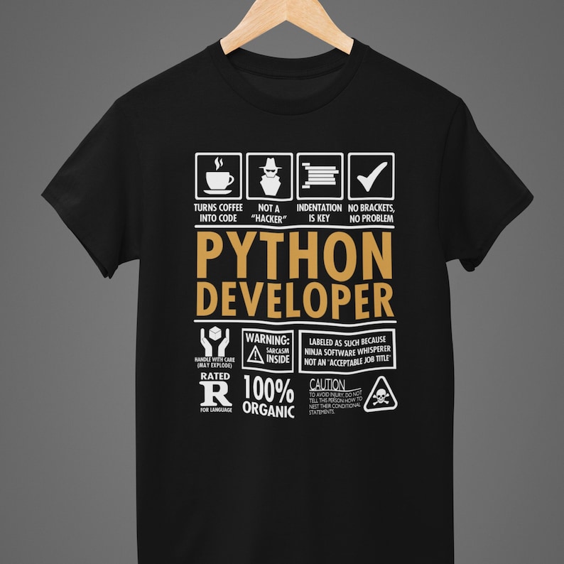 Python Developer Programmer Funny Coder's T-shirt - Etsy