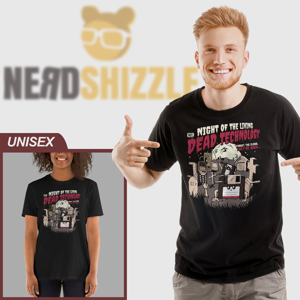 Living Dead Tech 90s Retro Geek T-shirt for Computer Nerds & Tech ...