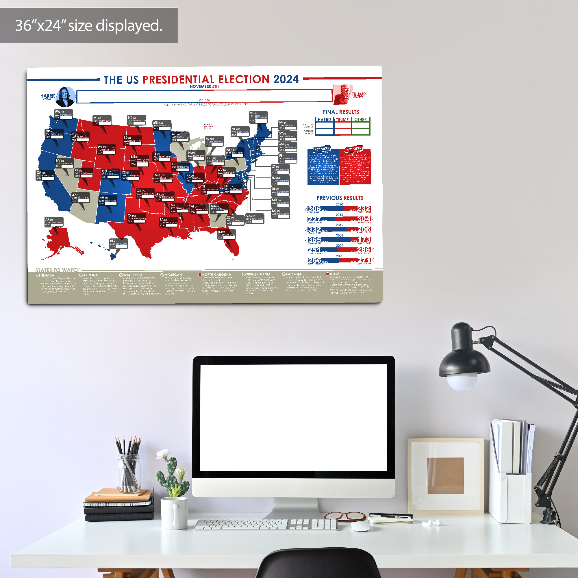 US Presidential Election 2024 Wall Chart - Fill in the Electoral ...