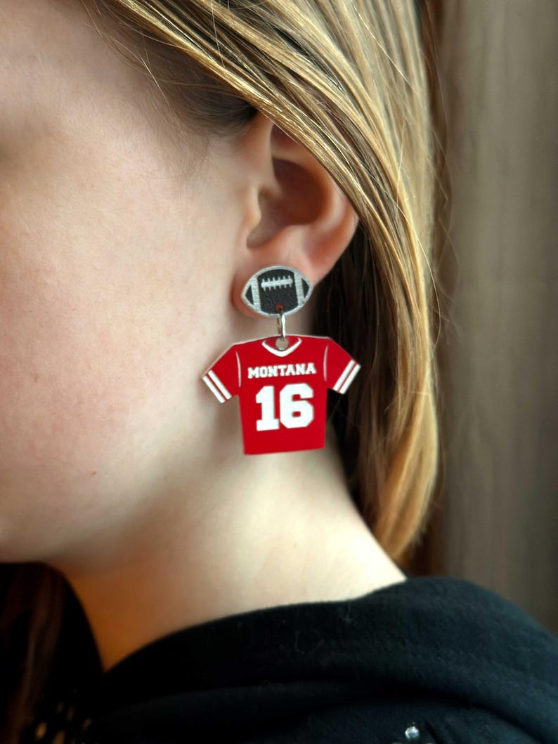 Custom Football Mom Earrings: Personalized Team Jersey Earrings - Etsy