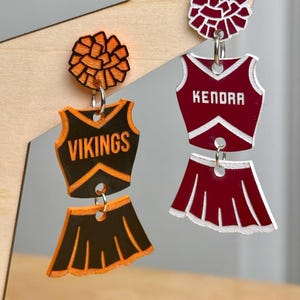 Custom Cheerleader Uniform Earrings: Personalized Cheer Mom Gift - Etsy