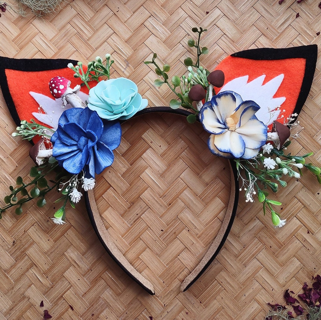 Fox Ear Headband Mushroom Flower Crown Fox Ear Crown - Etsy