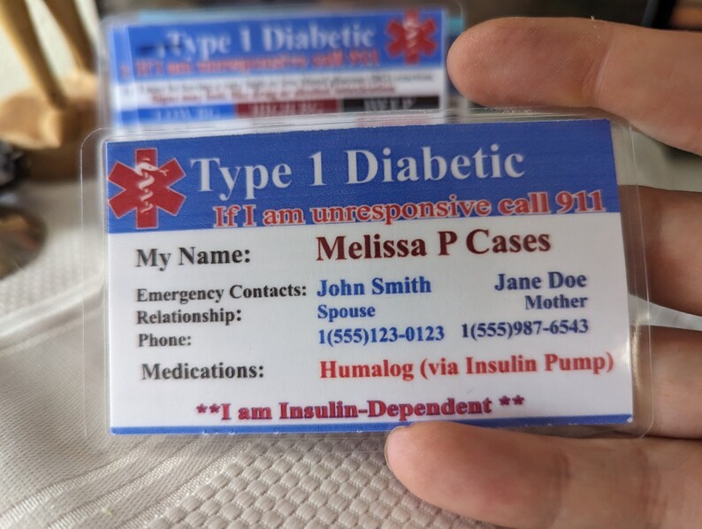 Personalized Diabetic Medical Alert Card wallet Size FREE - Etsy