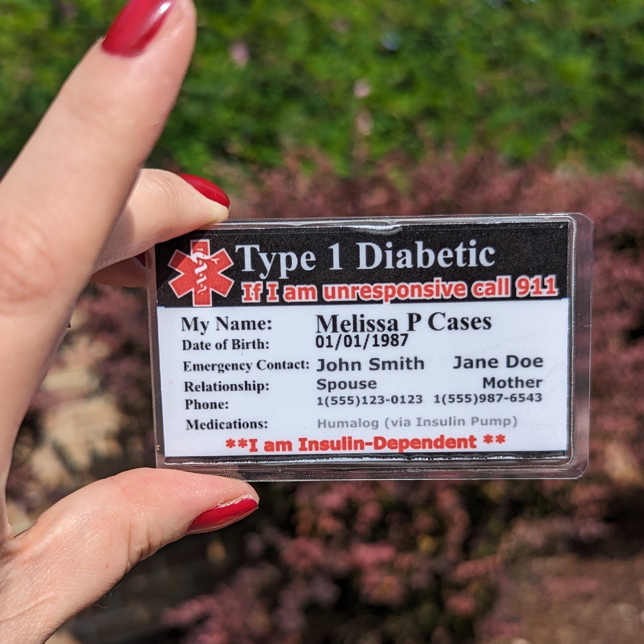 Personalized Diabetic Medical Alert Card wallet Size FREE SHIPPING - Etsy