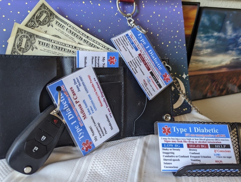 Personalized Diabetic Medical Alert Card wallet Size FREE - Etsy