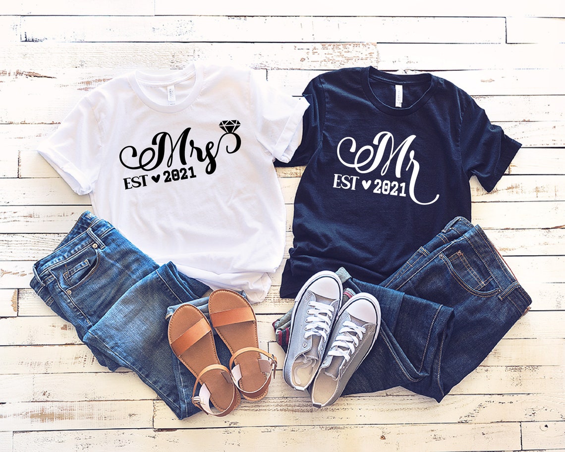 Mr And Mrs Shirts Honeymoon Shirts Newlywed Shirts Wedding Etsy