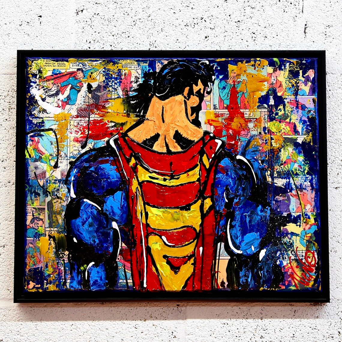 Superman Original acrylic Art . Superman painting vintage | Etsy