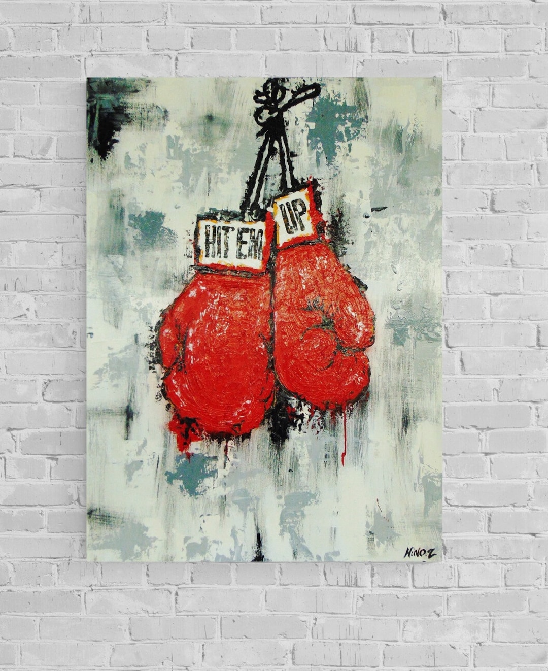Boxing Gloves ''HIT EM Up''acrylic Painting/original Contemporary ...