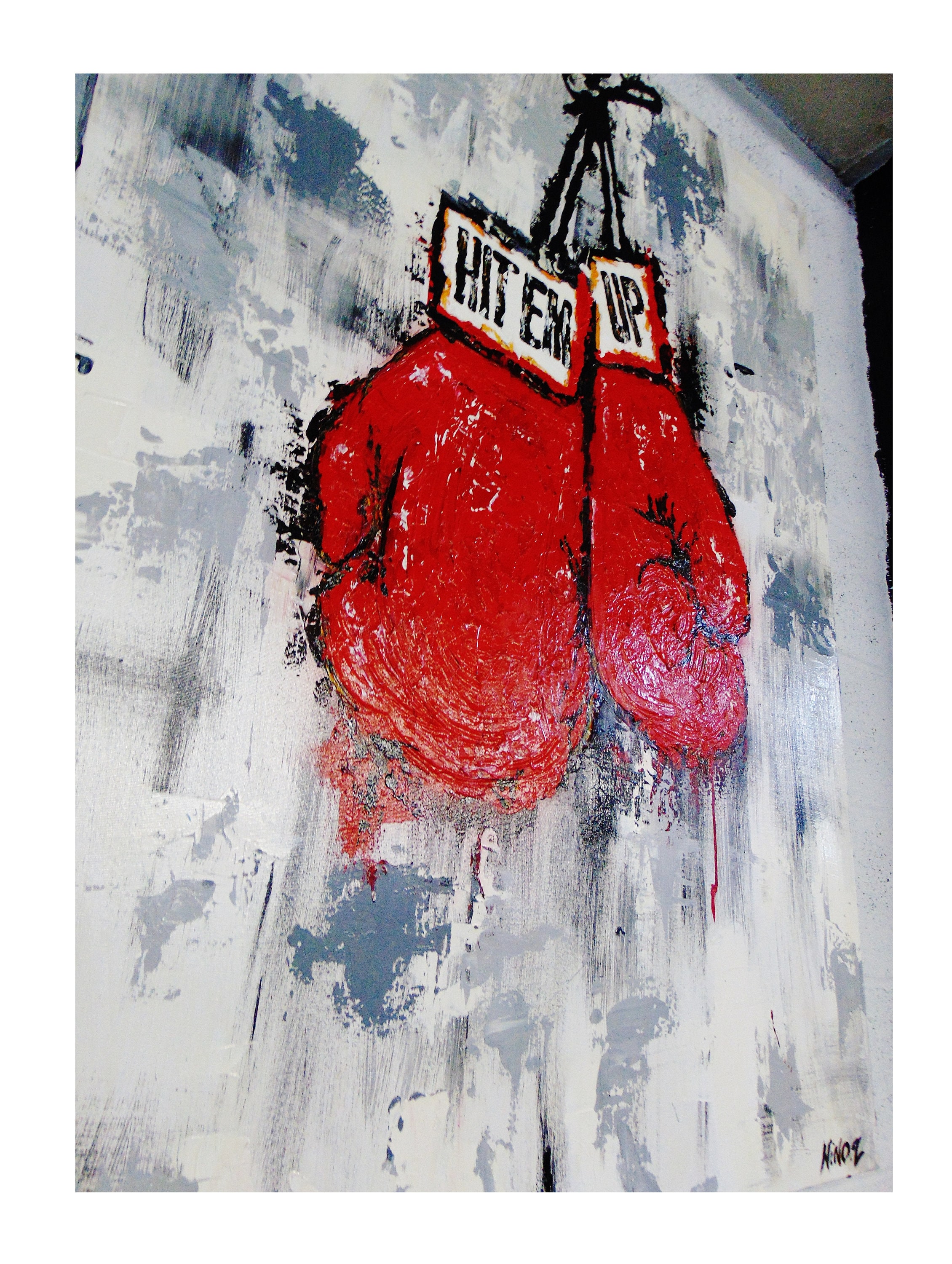Boxing Gloves ''HIT EM Up''acrylic Painting/original Contemporary ...