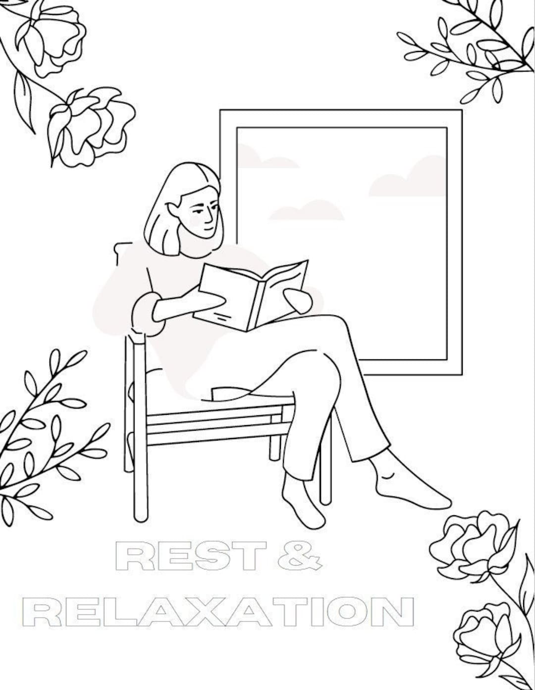 Rest and Relaxation Coloring Activity Worksheet - Etsy